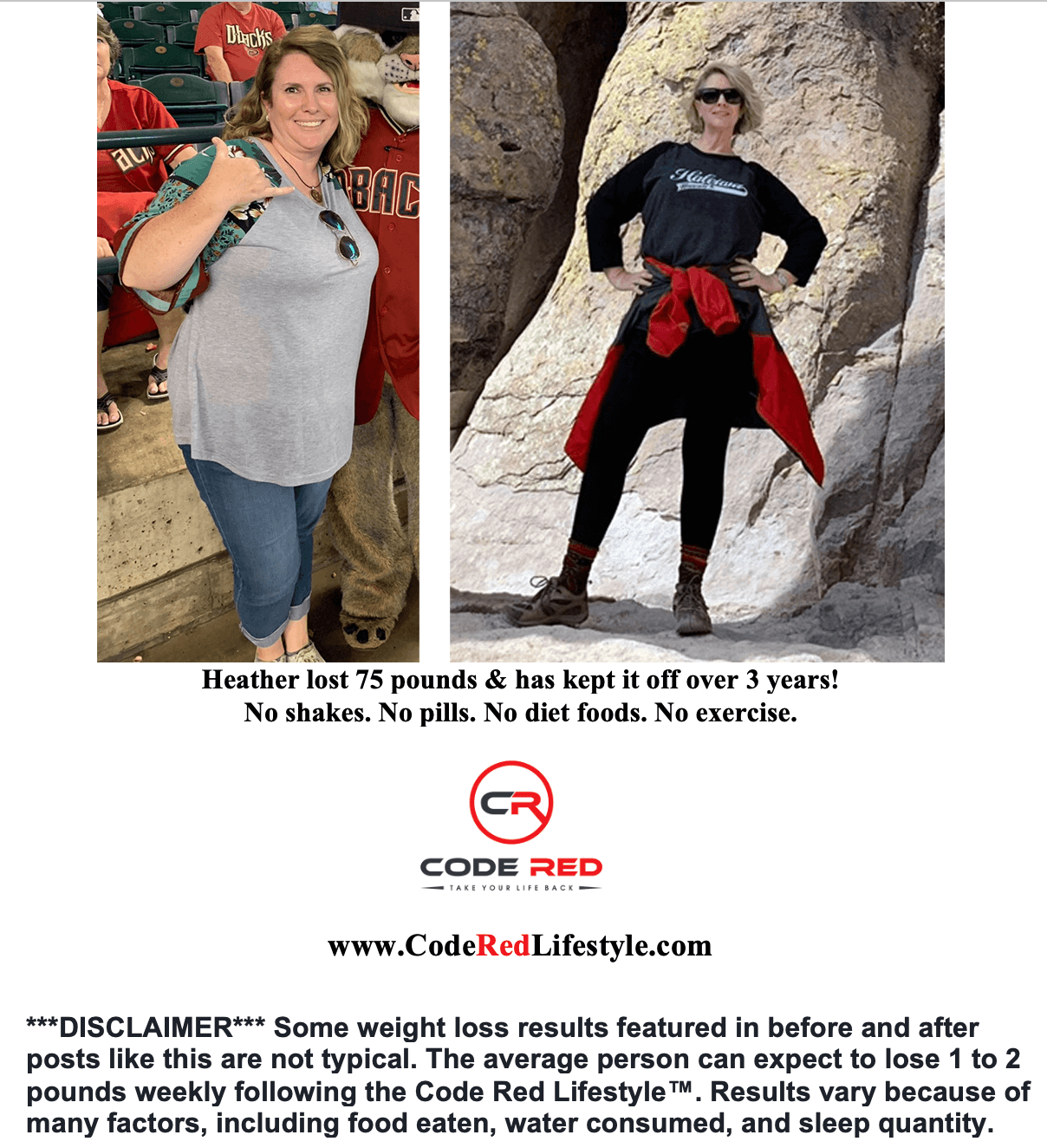 Down 75 pounds and has kept it off for over 3 years! - Cristy "Code Red ...